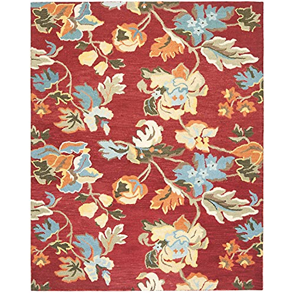SAFAVIEH Blossom Collection 8' x 10' Red / Multi BLM672A Handmade Premium Wool Area Rug