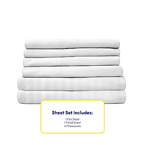Full Size Bed Sheets - 6 Piece 1500 Supreme Collection Fine Brushed Microfiber Deep Pocket Full Sheet Set Bedding - 2 Extra Pillow Cases, Great Value, Full, Dobby White