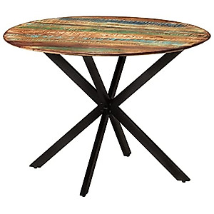 YPWRENH Bar Table Kitchen End Tables Dining Table Ø43.3"x30.7" Solid Wood Reclaimed and Steel for Dining Room, Kitchen or Living Room