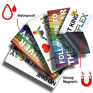 Frienda 10 Pcs Bumper Decals Funny LGBT Stickers Rainbow Bumper Prank Car Stickers Colorful Car Accessories for Truck Vehicle Luggage Window Refrigerator(Magnetic,Classic Style)