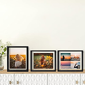 WIFTREY Black 8x10 Floating Picture Frame 2 Pack, Double Glass Distressed Floating Photo Frame for Tabletop or Wall Mount, Displays Photo up to 10x12