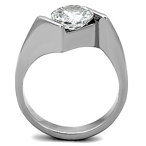 Marimor Jewelry 2.04 Carat Round Cut Cubic Zirconia Stainless Steel Engagement Ring Women's Size 6