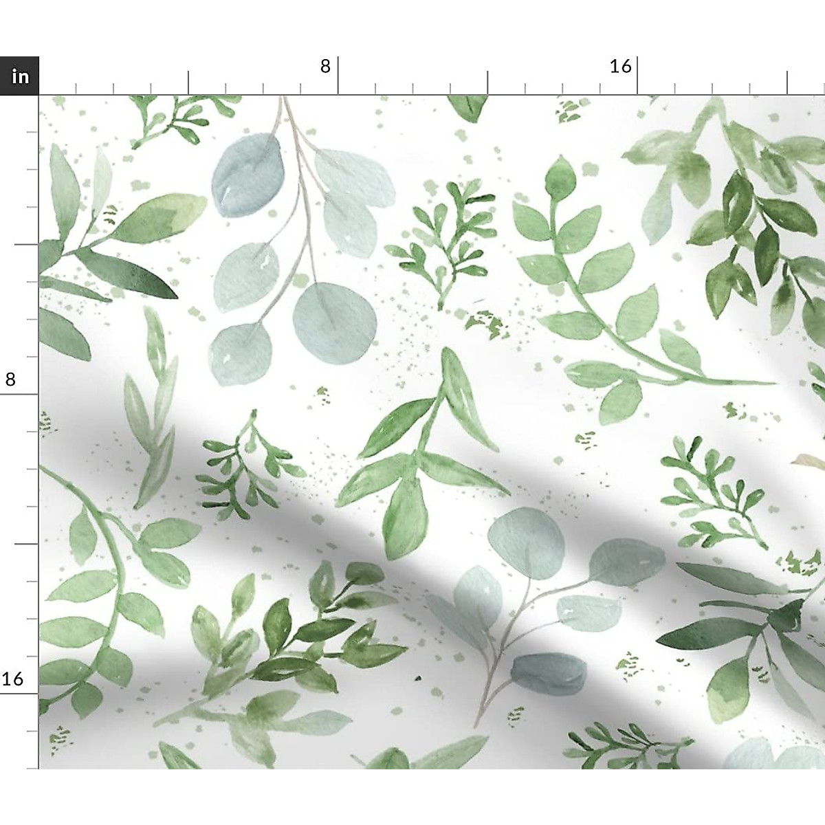 Spoonflower Fabric - Watercolor Leaves Pattern Eucalyptus Sage Green Greenery Printed on Petal Signature Cotton Fabric by The Yard - Sewing Quilting Apparel Crafts Decor