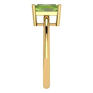 Clara Pucci 1.75ct Radiant Cut Solitaire Genuine Natural Green Peridot Engagement Bridal Promise Anniversary Ring 14k Yellow Gold