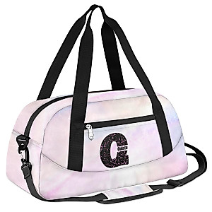 Personalized Gym Bag for Girls Teens, Custom Dance Bag Overnight Small Duffel Bag Carry On Weekend Sports Travel Bag for School Practice Gymnastics Ballet, Gradient Star Spots-Q