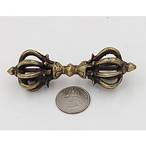 Tibetan Buddhist Brass (Vajra) Thunderbolt Nine Spokes Dorjee/Dorji (3.5 Inches)
