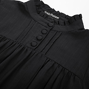 Scarlet Darkness Renaissance Shirt Women 1800s Victorian Edwardian Blouse Long Sleeve Shirt Black S