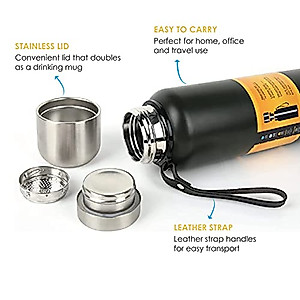 Subron Vacuum Bottle 34 Oz with Wide Mouth Cup BPA-Free 18/8 Stainless Steel Water Bottles Flask for Cold & Hot Drink Coffee (1 QT, Olive Drab)