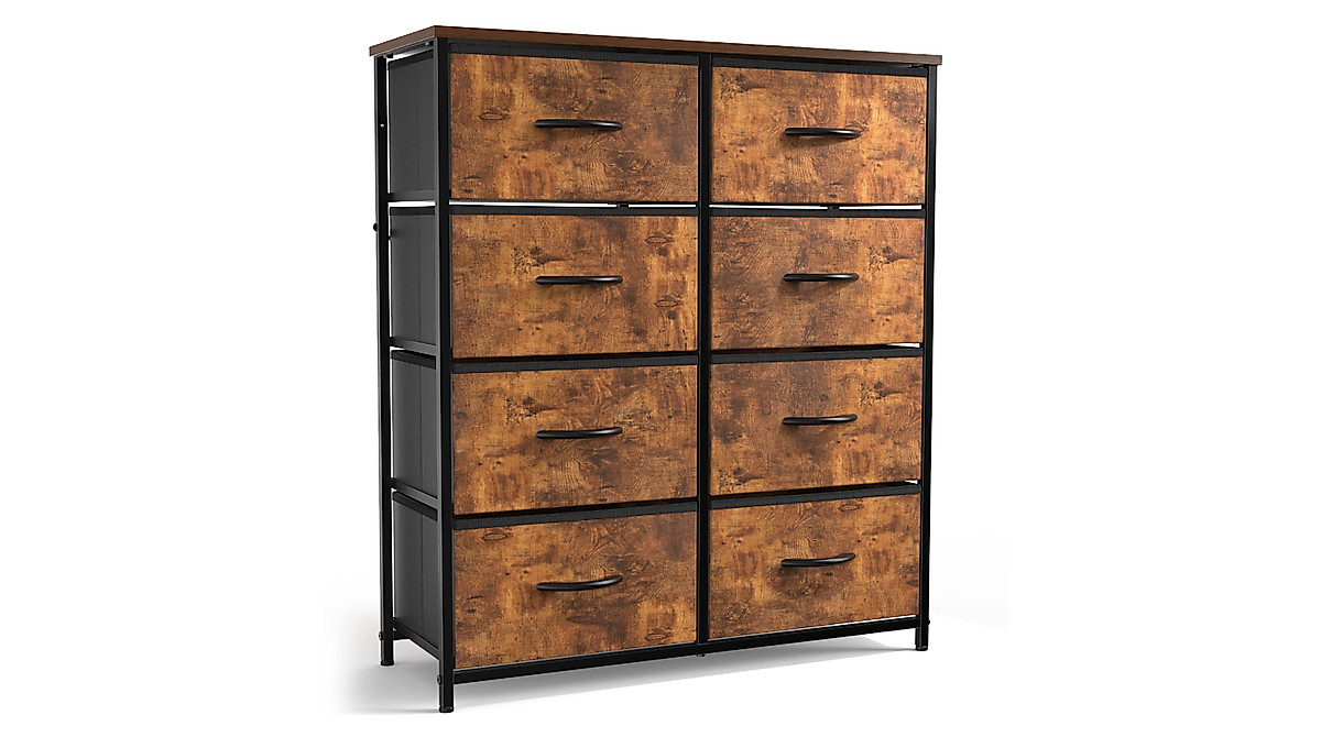 SMUG Fabric Dresser: 8-Drawer Wood Top Storage for Bedroom