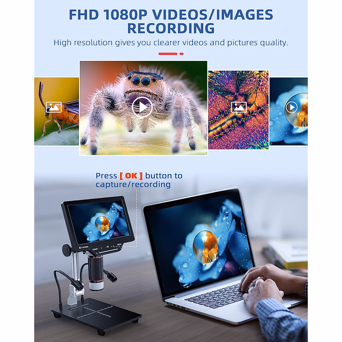 Digital Microscope,LLIMINK LM700 Coin Microscope 1200X,16MP Coin Micro Soldering Microscope with 7inch HDMI FHD IPS Screen,Dual Touch Dimming,Windows/Mac OS/TV Compatible,32GB