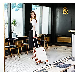 Melalenia Luggage 10 Piece Sets Clearance,Large Suitcase Set Spinner Wheels with TSA Locks,Hard Shell Luggage Sets for Women Travel Suitcase (White brown)