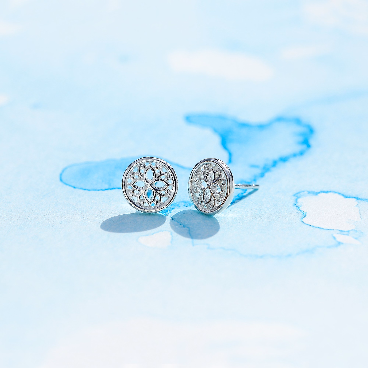 Boma Jewelry Sterling Silver Lotus Flower Stud Earrings