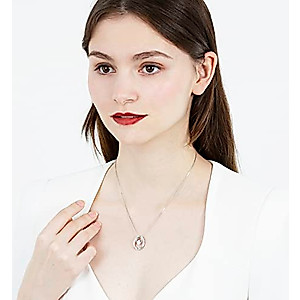 ARINZA Silver Necklace for Women, Dancing Diamond Cubic Zirconia Necklace, 18+2 Inch Chain, Anniversary Birthday Gifts for Women, Wife, Mom, Girlfriend, Lady