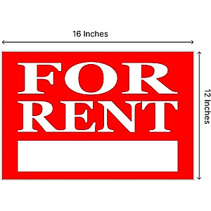 3 Pack 12x16 inch For Rent Sign Double Sided - Home for Rent Lawn Sign for Real Estate Agent, Homeowner - For Rent Rental House Home Apartment Car Auto Store Shops Business - Home Rent For Sale Signs