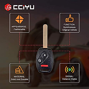 cciyu 1X Replacement Ignition Key Fob Keyless Entry Car Remote Replacement for Honda CR-V for Honda Fit for Accord Crosstour CR-Z Insight FCC 35118TP6-A00 35118-TM8-A00
