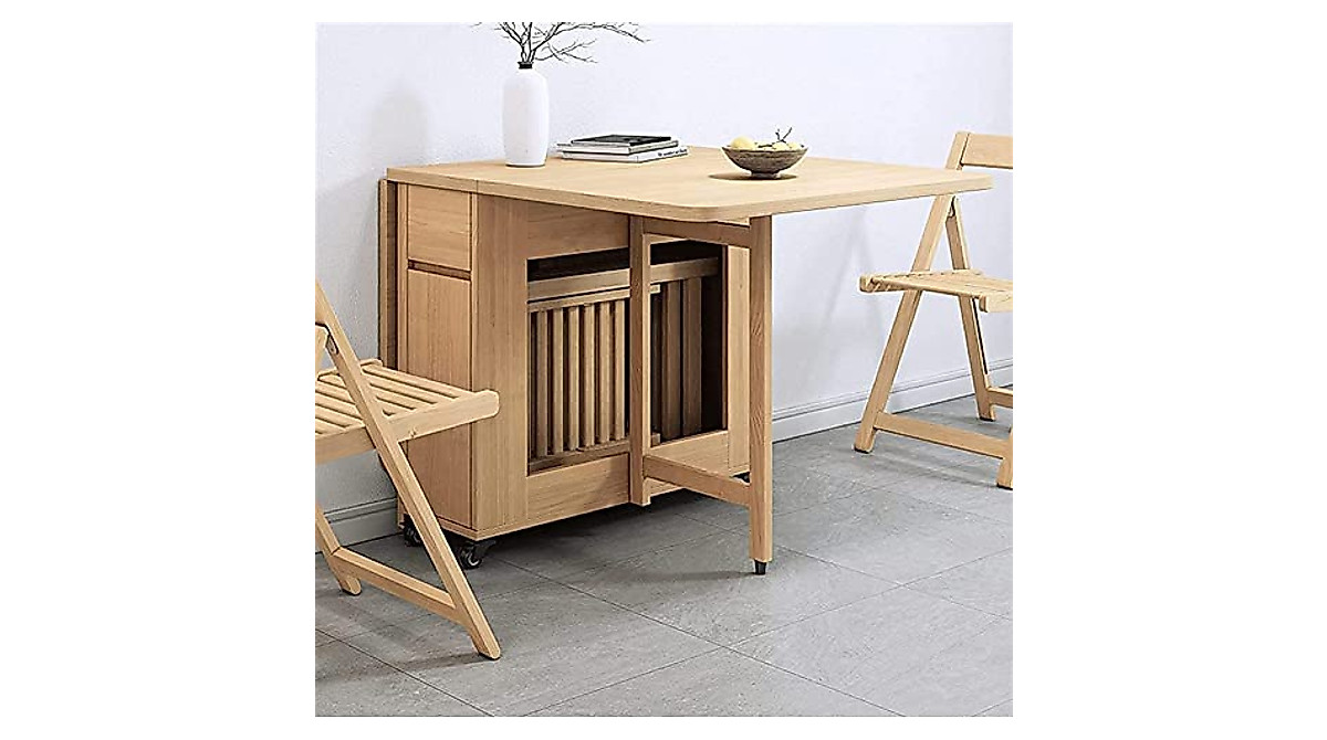 Juan Extendable Wooden Folding Dining Table Set - Space-Saving Design