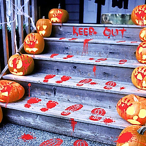 Halloween Party Decorations Zombie Vampire Halloween Party Decor Bloody Hand Footprints Window Wall Decals Zombie Vampire Party Supplies Decorations for Kids Party Floor Sticker Clings