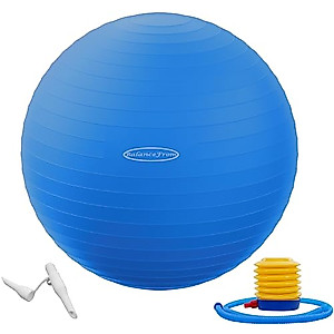 Signature Fitness Anti-Burst and Slip Resistant Exercise Ball Yoga Ball Fitness Ball Birthing Ball with Quick Pump, 2,000-Pound Capacity, Blue, 26-inch, L