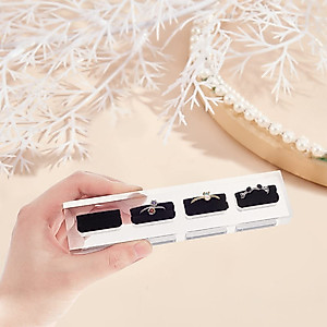 WEBEEDY 4 Slot Acrylic Ring Display Holder Inside Velvet Jewelry Organizer Stands for Retail Selling Rings Earrings Show Jewelry Storage Box Case Tray Holder