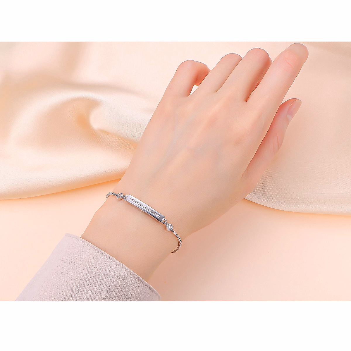 DAOCHONG Sterling Silver Forever in My Heart CZ Cremation urn Locket Memorial Ashes Holder Bangle Urn Keepsake Bracelet 7+2"