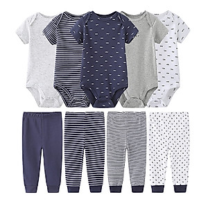 MAMIMAKA Short Sleeve Baby Bodysuit Newborn Baby Pants Baby Clothes for Baby Boy and Girls clothes set