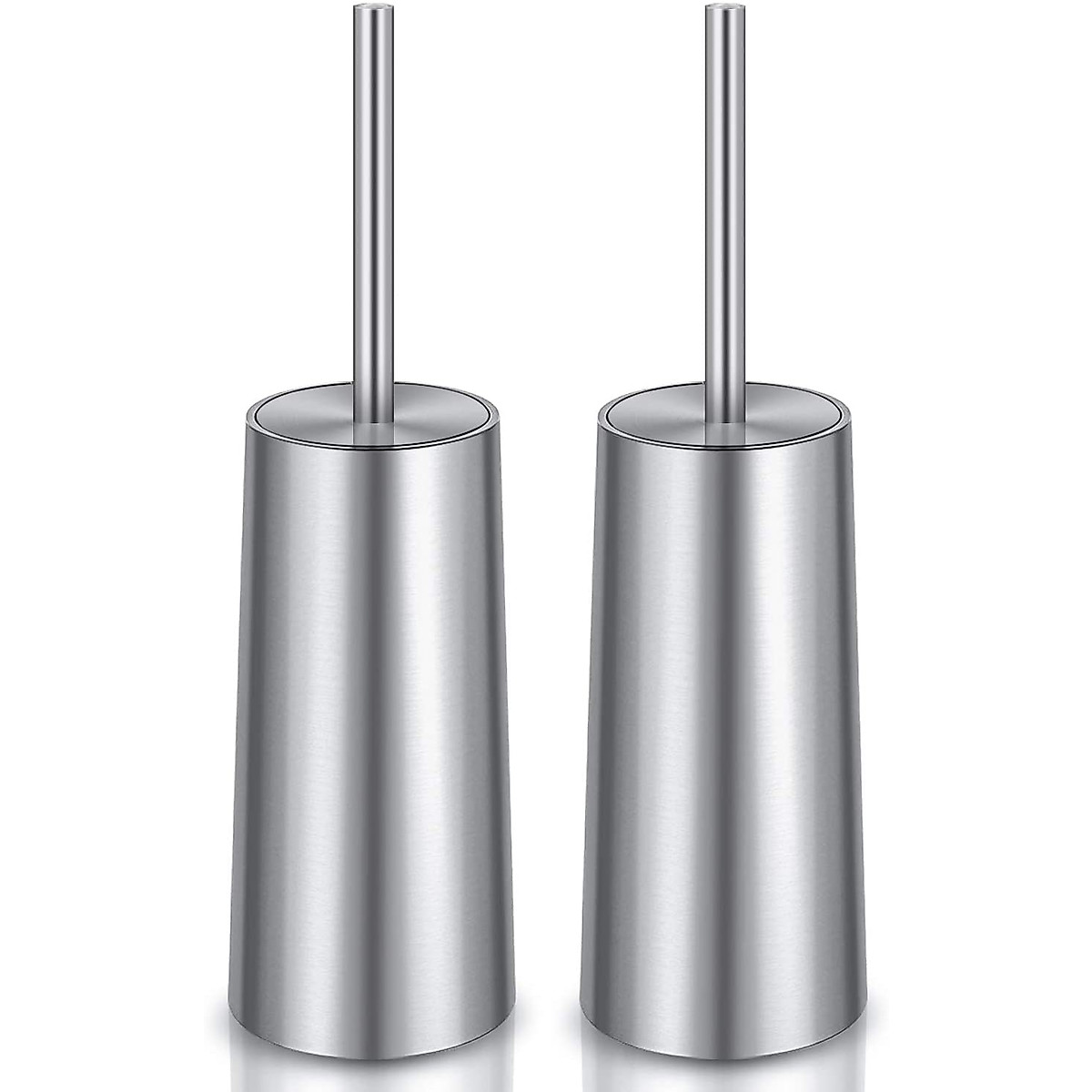 IXO Toilet Brush and Holder, 2 Pack Toilet Brush Stainless Steel, Toilet Bowl Brush for Bathroom Toilet-Ergonomic, Elegant,Durable (Silver)