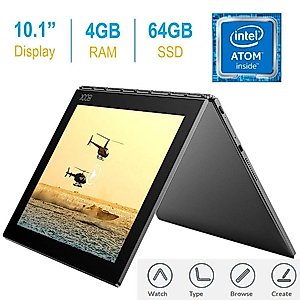 Lenovo 2017 Newest Yoga Book 10.1-inch FHD Touch IPS 2-in-1 Tablet PC, Intel Atom x5-Z8550 1.44GHz, 4GB DDR3 RAM, 64GB SSD, Bluetooth, HD Graphics 400, Android 6.0.1 Marshmallow OS- Gunmetal Grey