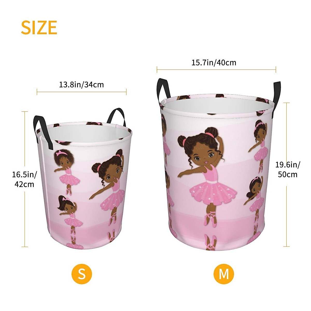 Gbuzozie Cute African American Black Girl Round Laundry Hamper Storage Basket Toys Clothes Organizer Bin For Home Bathroom Bedroom Dorm Nursery, 62l