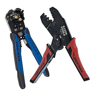 Klein Tools 80013 Wiring Tool Kit with Automatic Wire Stripper and Ratcheting Insulated Terminal Crimper, Great Electrical Tool Kit, 2-Piece