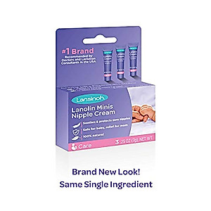 Lansinoh Lanolin Nipple Cream for Breastfeeding, 3 Mini Tubes
