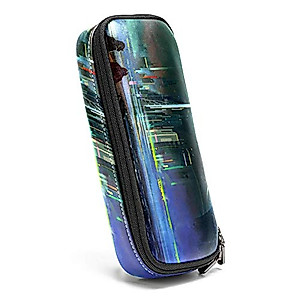 in The Style of Cyberpunk Leather Pencil Case Pen Bag with Double Zipper Stationery Bag Storage Bag for School Work Office Boys Girls