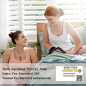 Olive + Crate Tencel Eucalyptus Pillowcases - 100% Tencel Lyocell Cooling Pillow Cases for Hot Sleepers - Hypoallergenic, Moisture-Wicking, Silk Alternative, Vegan - King Size Set of 2 [Eucalyptus]