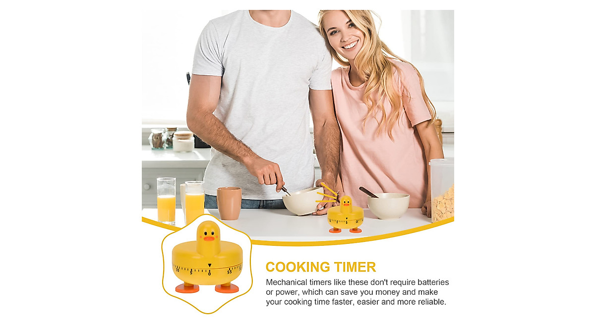 Angoily Yellow Duck Timer Mechanical Kitchen Timer 60- Minute Wind Up ...