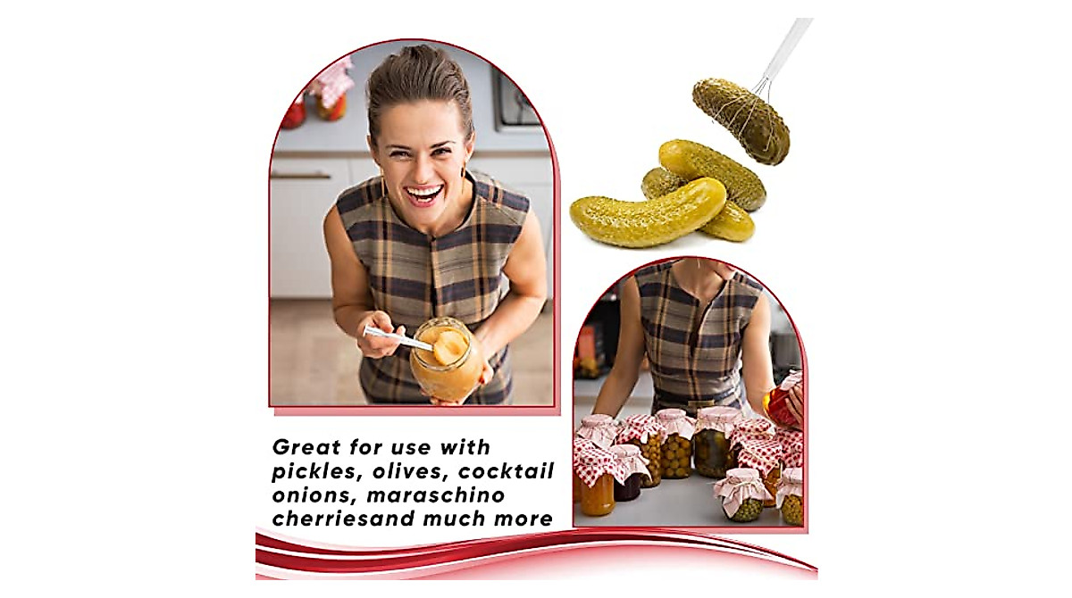 Set of 4 Pickle Pickers - Stainless Steel & Plastic, 8 Inch