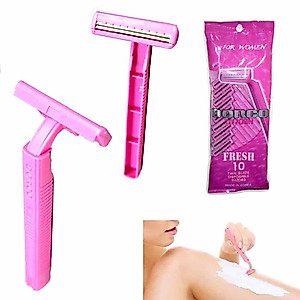10 Disposable Razors Twin Blade Shaving Women Hair Removal Trimmer Shaver Pink