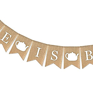 SWYOUN Burlap Love is Brewing Banner Tea Coffee Themed Bar Bridal Shower Supplies Wedding Engagement Party Garland Decoration