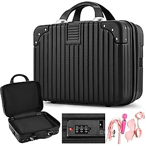 Amylove Adult Game Toy Storage Organizer Case for Women and Men Lock Box Toy Organizer Travel Bag Game Toys Storage Bags Locking Storage Box Travel Bag for Toys, 12.6 x 9.8 x 6.7 Inch (Black)