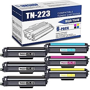 TN223 Compatible TN-223BK TN-223C TN-223Y TN-223M Toner Cartridge Replacement for Brother TN-223 MFC-L3770CDW MFC-L3710CW HL-3210CW DCP-L3510CDW Toner.(3BK+1C+1Y+1M)