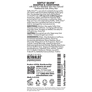 Softly Silver Shampoo Improved Conditioning formula for Gray Hair, 2 in 1 Purple Restorative Hair Wash for Mature Hair, Adds Luster, Bounce & Body, with Panthenol and 20% Pure UltraAloe