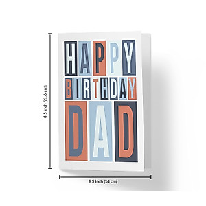 Sweet Birthday Card for Dad, Large 5.5 x 8.5 Dad Birthday Card, Happy Birthday Dad Card - Dad Birthday Cards from Daughter, Father Birthday Card, Karto Dad Rectangle