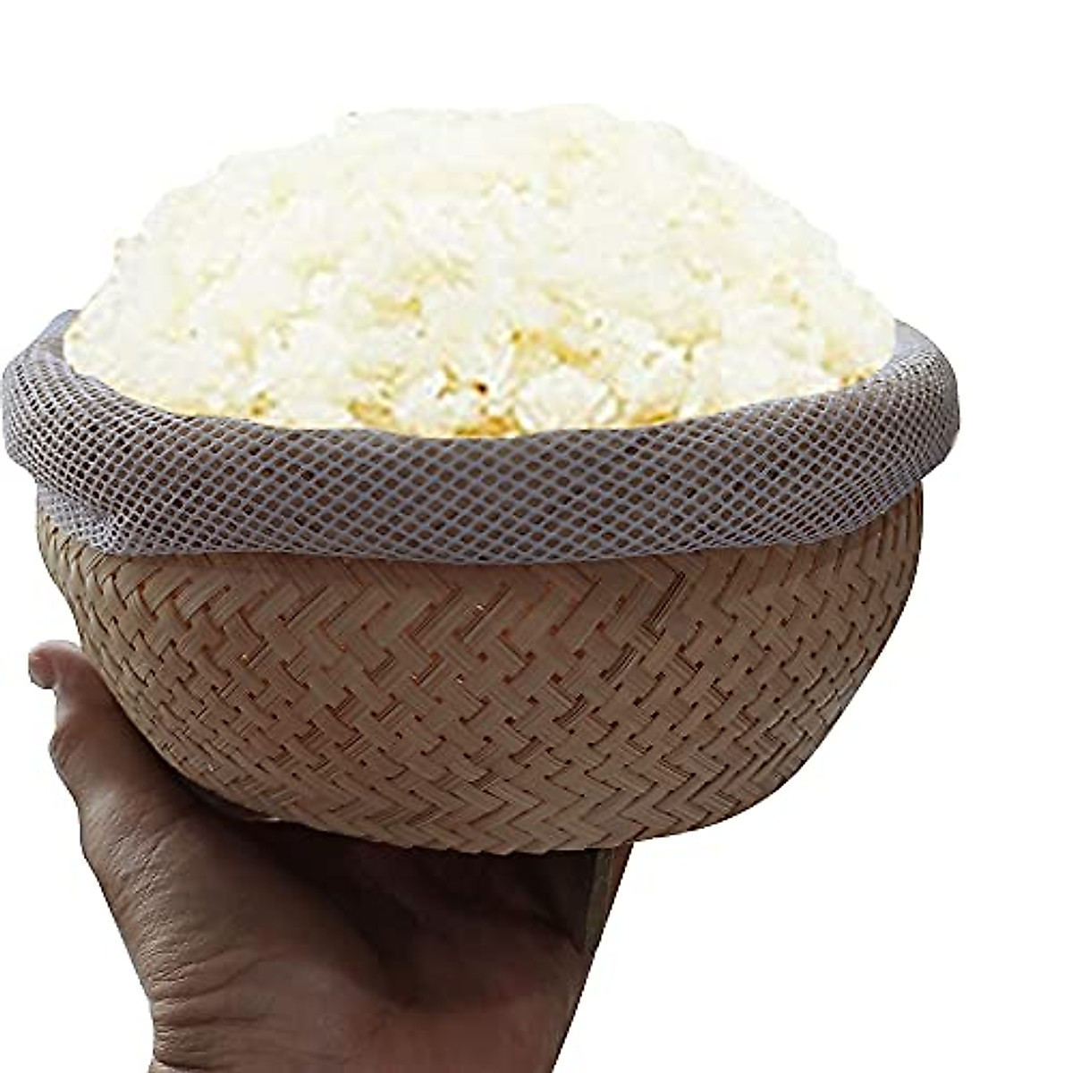 Bamboo Sticky Rice Basket Hand made 100% Eco-Friendly Prestige Collection Food Safe for Cooking Cloth + 2 piece Family Electric Cooker Steamer