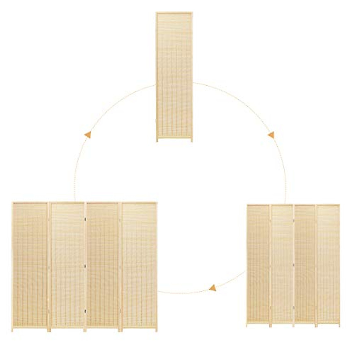 Corelax Room Divider Privacy Screen with Natural Bamboo,4-Panel 5-Panel 6-Panel Folding Privacy Screens,Freestanding Room Divider