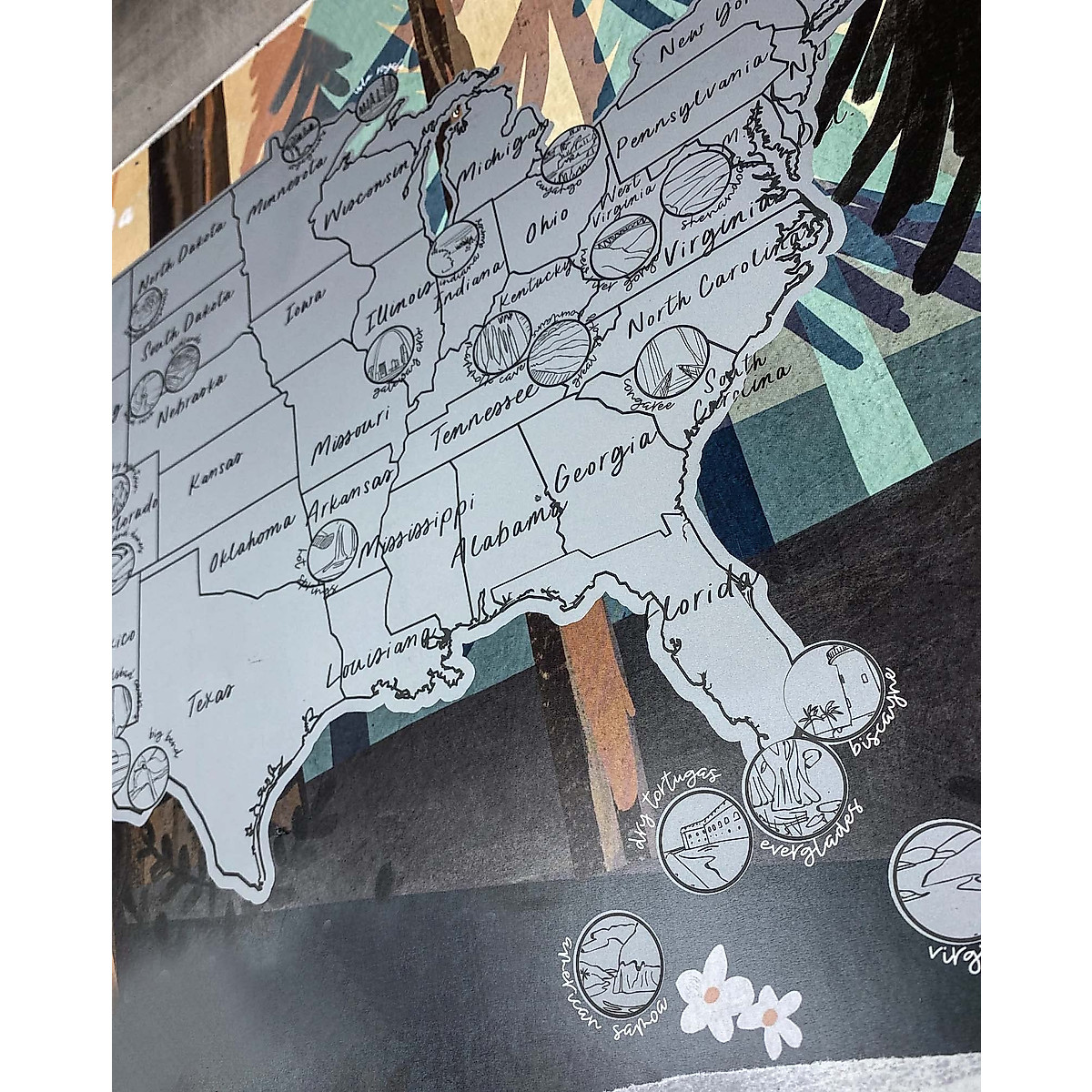 US National Parks Scratch Off Map Scratch Off Map Hand drawn Watercolour United States of America