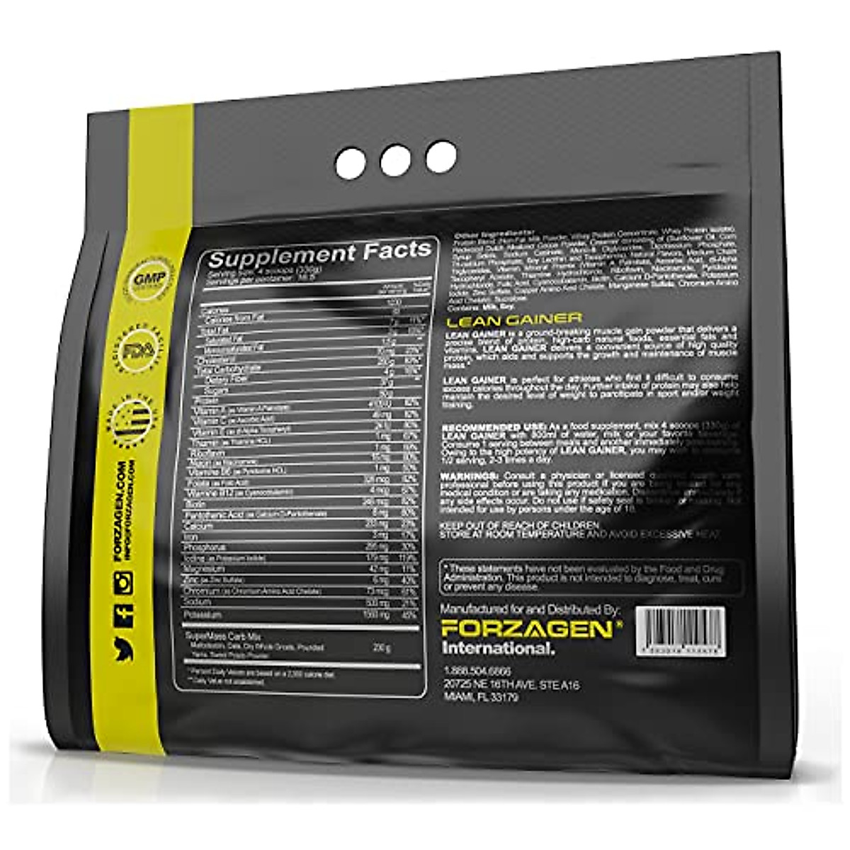 FORZAGEN Lean Muscle Mass Gainer Protein Powder Chocolate Flavored, High Calorie Protein Powder Mass Weight Gainer for Men & Women, Proteinas para Aumentar Masa Muscular para Hombre y Mujer, 12 Pounds