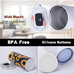 Weboia Sunflower Tumbler Birthday Gifts for Women Insulated Mug Gifts for Girl Friend Sunflower Coffe Cup Gifts for Mom Daughter Sunflower Lovers