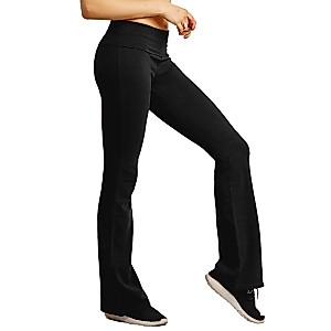 MOPAS Women's Soft Comfy Cotton Spandex Yoga Sweat Lounge Gym Sports Athletic Pants (L, Black)