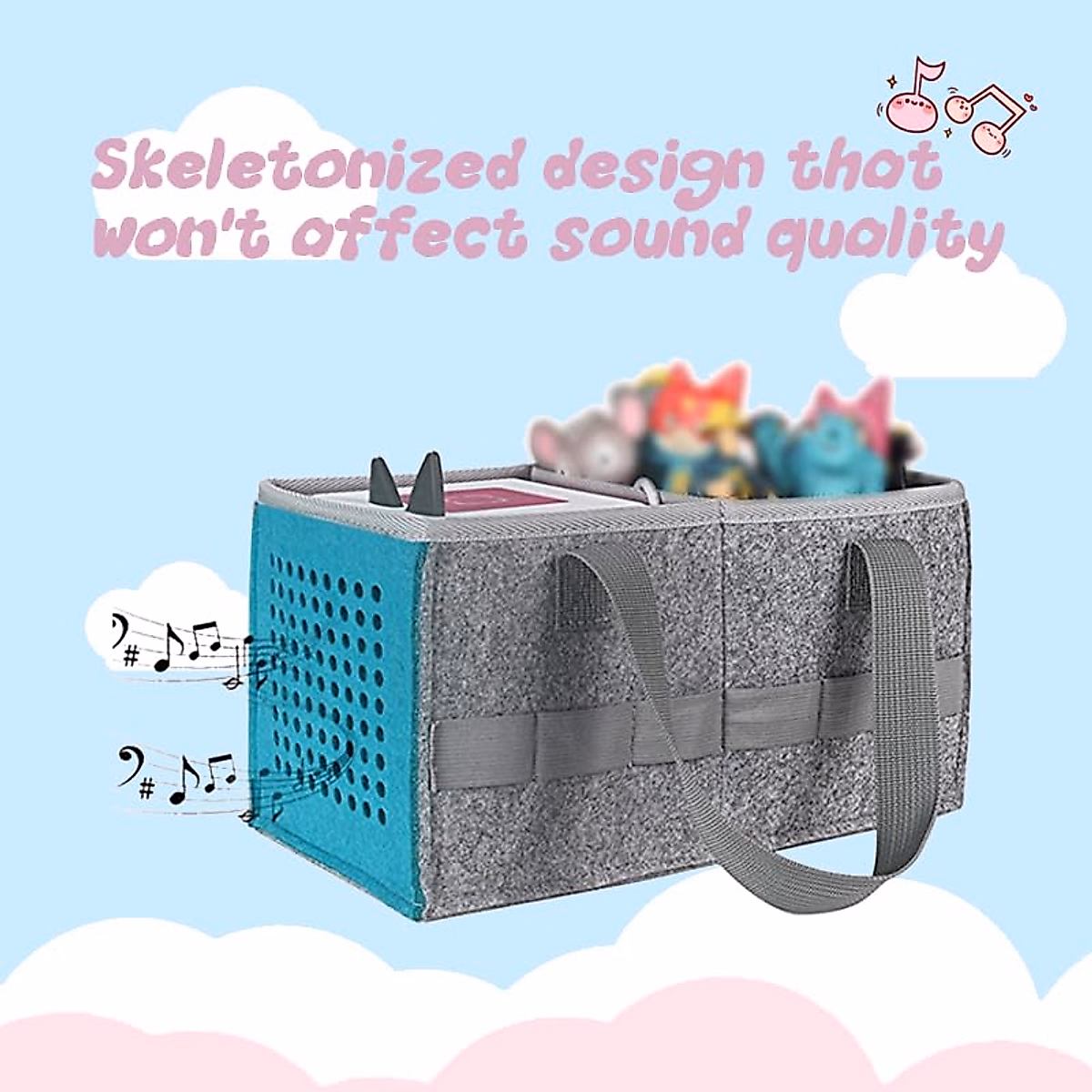 Hounyoln Carrying Case for Toniebox Audio Player Starter Set,Compatible with Tonie Starter Set,Tonies Figures Storage Bag(Blue)