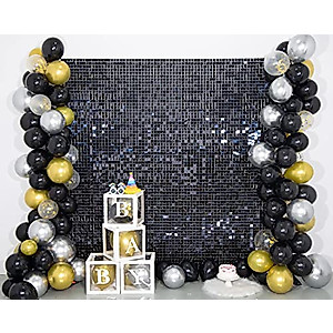 Kate Square Black Sequin Backdrop Panels for Party Decoration Glitter Sequin Panel (Pack of 12)