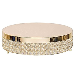 BalsaCircle 4-Inch Tall x 13.5-Inch Wide Gold Beaded Round Cake Stand - Wedding Birthday Party Display Dessert Riser Pedestal Cen