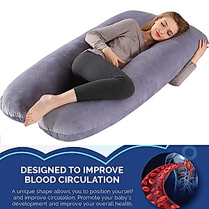 LEONEBEBE U-Shaped Pregnancy Pillow 49" Full Body Maternity Pillow for Pregnancy Women Sleeping Body Support with Washable Velvet Outer Cover